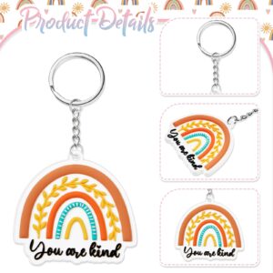 Ecally 36 Pcs Rainbow Inspirational Gift for Women Inspirational Keychain Motivational Quote Keychain CNA Gifts Employee Appreciation Gift