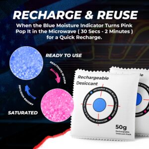 Gun Safe Dehumidifier | Rechargeable Desiccant Packs for Moisture Control | Reusable Humidity & Moisture Absorber | 2 x 50 gms Packets