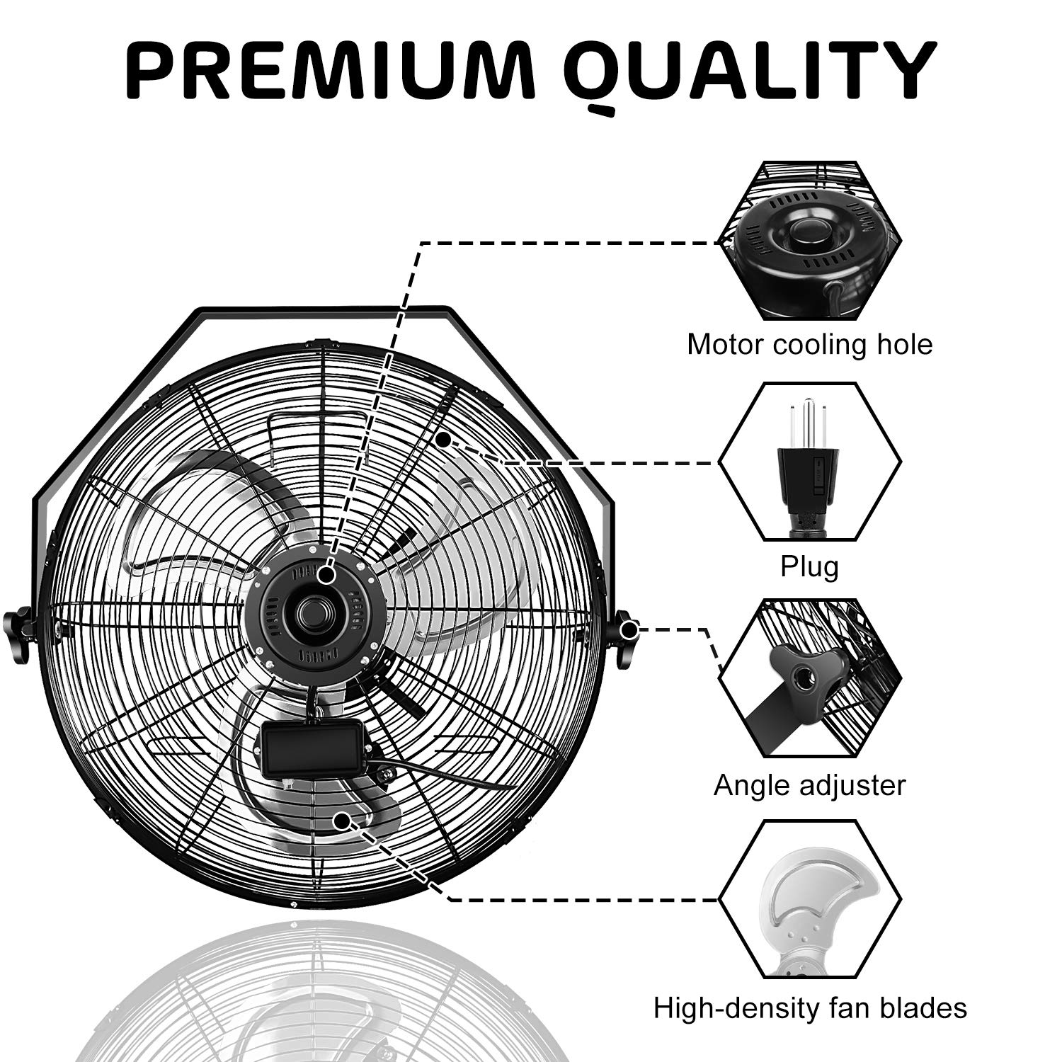 Simple Deluxe 20 Inch High Velocity 3 Speed, Black Wall-Mount Fan