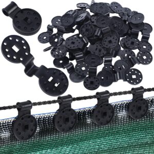 winemana 50 pcs shade cloth clips, round plastic black clips for sun shade net, patio mesh tarp, garden shade cover, anti bird netting shade fabric accessories