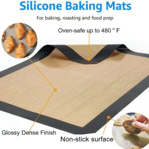 GLBEAR Silicone Baking Mat Sheet 2-Pack,Reusable & Nonstick Bakeware Mats for Cookies, Macarons, Bread and Pastry,Silicone Mats for Baking - Baking Mat For Oven - (16.5" x 11.6")