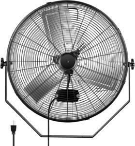 simple deluxe 24 inch industrial wall mount fan, 3 speed commercial ventilation metal fan, black