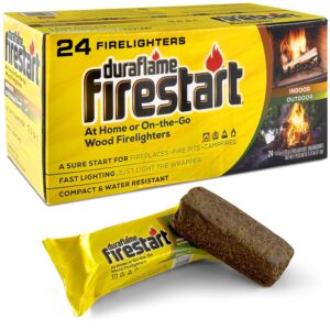 fire starter for indoor and outdoor use - quick ignition fire logs for bbq, fireplace, fire pit and campfires (24 pack) - fire starters for campfires