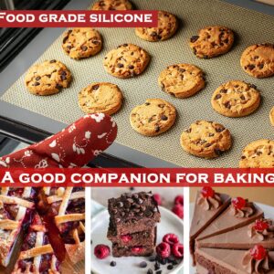 GLBEAR Silicone Baking Mat Sheet 2-Pack,Reusable & Nonstick Bakeware Mats for Cookies, Macarons, Bread and Pastry,Silicone Mats for Baking - Baking Mat For Oven - (16.5" x 11.6")