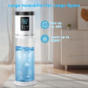 Humidifiers for Bedroom Large Room with Clear Tank, 7-Color Ambient Light,8L 2.1Gal 36dB Ultrasonic Cool Mist Humidifiers with Humidistat, Essential Oil Tray for Home Bedroom Office