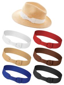 tigeen 6 pcs stretchable bowknot hat band cowboy hat bands for women hat bands hat ribbon panama straw hat accessories (retro colors)