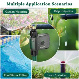 AnseTo WiFi Water Timer for Garden Irrigation System, Hose Timer for Lawn Watering System, Sprinkler Timer Compatible with Alexa and Google Home, with WiFi-Hub Remote Control and 2 Watering Modes