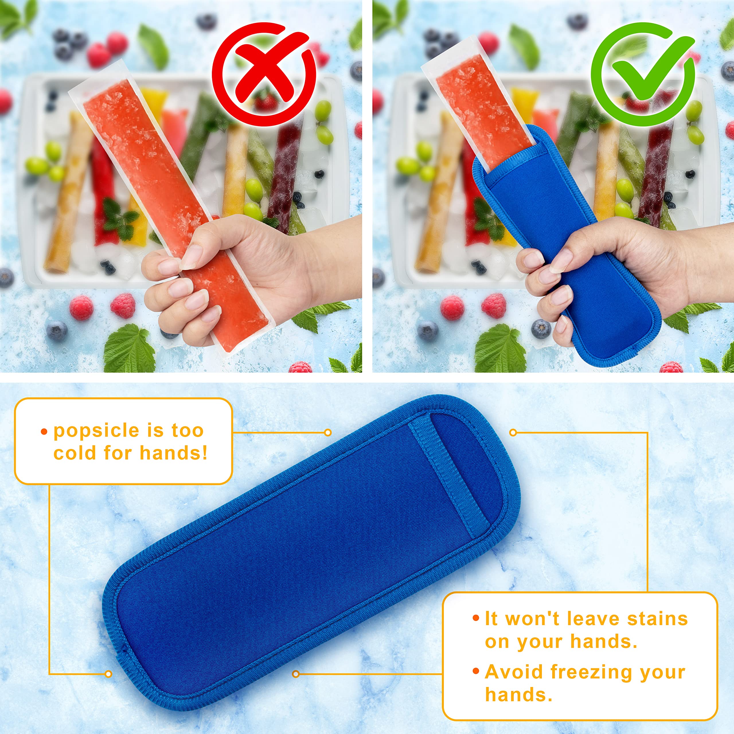 Reusable Popsicles Frozen Bags Ice Pop Stick Sleeves for Kids, Popsicles Molds for Reusable Yogurt Tubes Popsicle Bulk Ice Pops Holder, Useful Popsicle Holders for kids No Drip