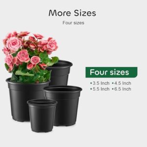 GROWNEER Nursery Pots with Drainage Holes Pack of 24 Pots 3.5/4.5/5.5/6.5 Inch and Plant Label Flexible Seedling Pots Seed Starting Planter for Indoor Outdoor, Flowers, Succulents, Cactus