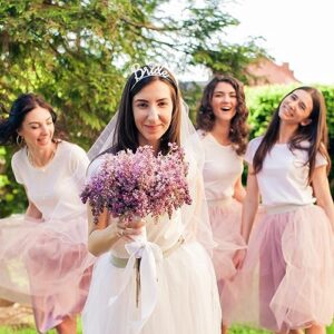 Jaciya Rhinestone Bridal Headband with Veil, Sparkly Headpiece for Bachelorette Party and Bridal Shower