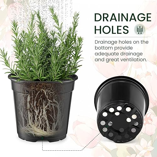 GROWNEER Nursery Pots with Drainage Holes Pack of 24 Pots 3.5/4.5/5.5/6.5 Inch and Plant Label Flexible Seedling Pots Seed Starting Planter for Indoor Outdoor, Flowers, Succulents, Cactus