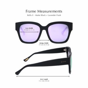 DIFF Bella II Oversized Designer Square Sunglasses for Women UV400 Protection, Black Trendy Fashion Frames