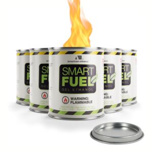 american ethanol smart fuel gel ethanol - clean burning, ethanol fuel can, spill resistant, high purity for indoor & outdoor uses, ventless fireplaces, fire pit, stoves and burners - pack of 6, 13oz