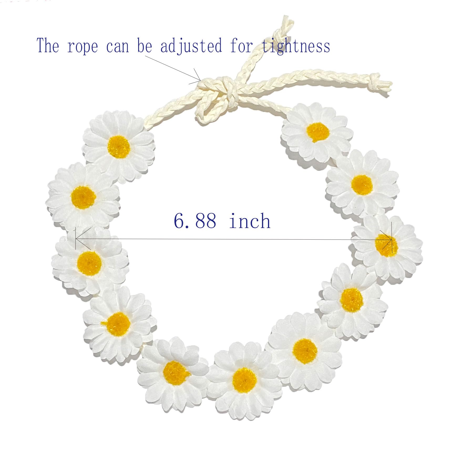 zYoung Sunflower Crown Daisy Hair Wreath Bridal Headpiece Photo Props (White)