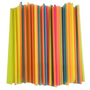 Cocktail Bar Straws for Drinks - 5 Inch Coffee & Cocktail Stirrers Straws - Plastic Drink Stirrers - Short Coffee Stir Straws Disposable Sip Stir Straws - Mini Cocktail Straws (Neon - 300 Straws)