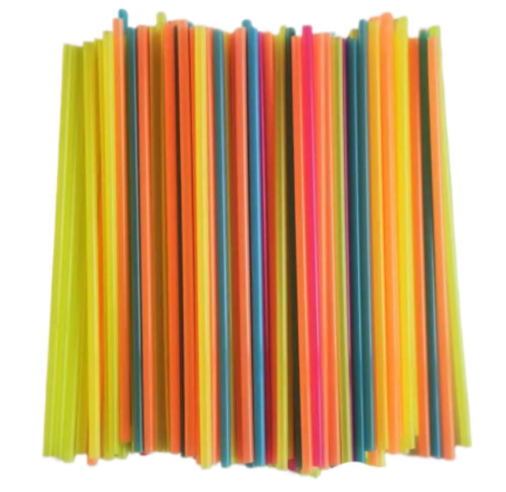 Cocktail Bar Straws for Drinks - 5 Inch Coffee & Cocktail Stirrers Straws - Plastic Drink Stirrers - Short Coffee Stir Straws Disposable Sip Stir Straws - Mini Cocktail Straws (Neon - 300 Straws)