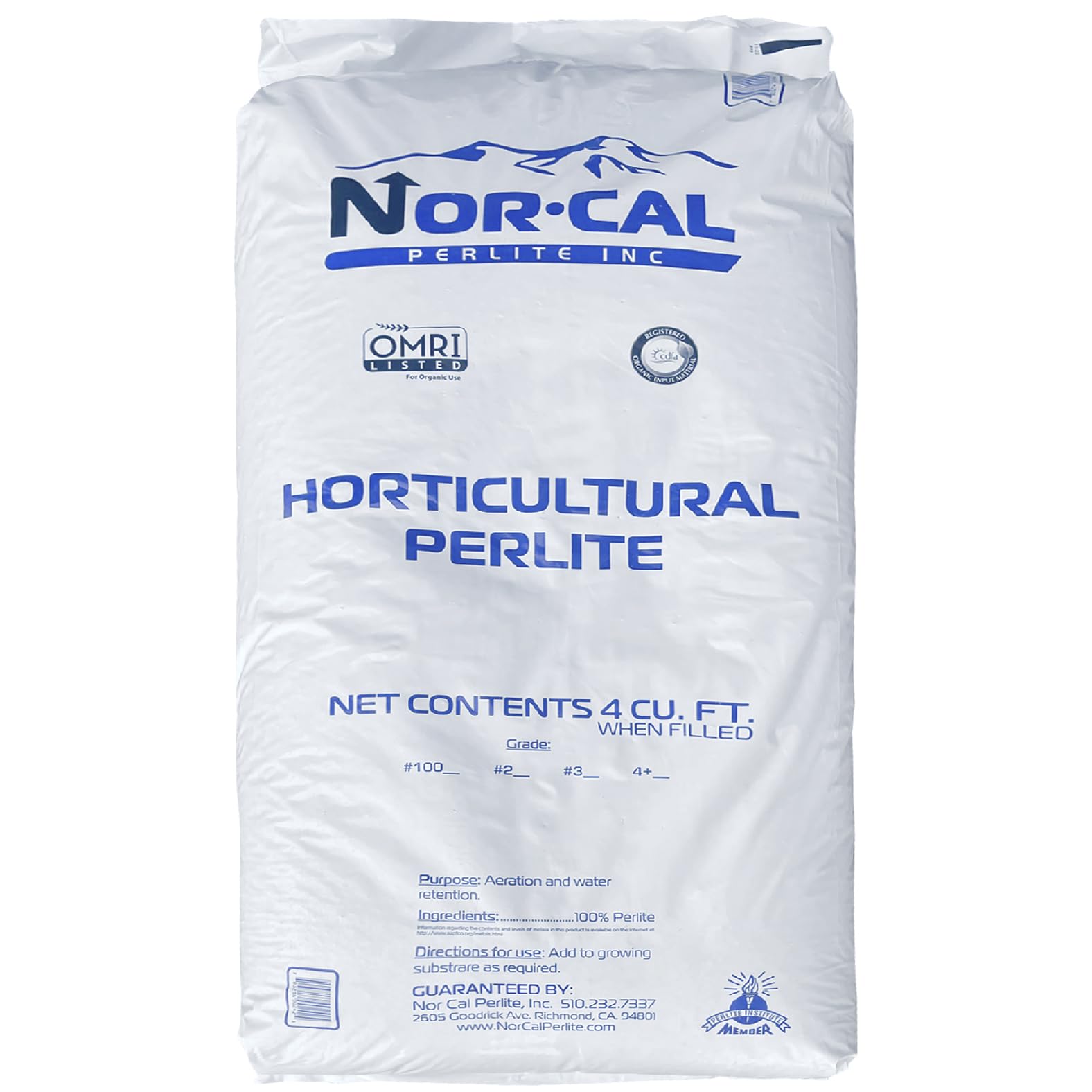 Norcal Perlite Horticultural Organic Certified Premium Screened Coarse – Garden Indoor Outdoor Plants – Soil Additive Better Aeration and Drainage - 4 Cubic Feet (103 Quarts) 1 Bag