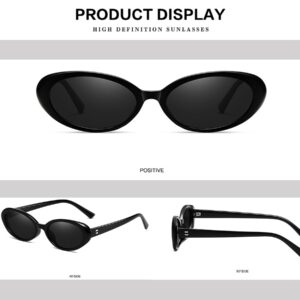 Onrtry Vintage Small Oval Sunglasses for Women Men 90s Sunglasses Narrow Eyeglasses UV400 Protection 2 Pack(Black+Leopard)