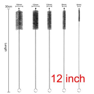 Straw Cleaner Brush Extra Long 12 inch, 10 PCS Straw Cleaner Brush Bristles Diameter (4+8+10+12+16mm) for Cleaning Straws, Pipe, Sippy Cup and Bottle