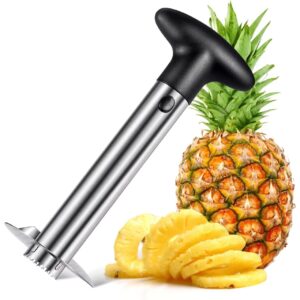 tyuoikom pineapple cutter and corer, durable pineapple corer remover with upgraded cutter & sharp teeth, stainless steel kitchen pineapple slicer tool, black handle