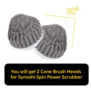 Synoshi Cone Brush Heads (2 Units) for Electric Cleaning Brush The Corners and Hard-to-Reach Places