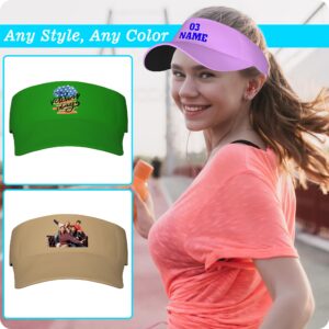 Custom Visor Hat for Men Women Personalized Design Your Own Text Logo Adjustable Sport Baseball Cap (Polyester, White)