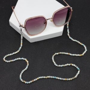 LuReen Stylish Eyeglass Chain Sunglass Chain for Women, Natural Stone Beaded Glass Strap Glass Lanyard Around Neck Daily Wear