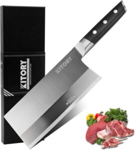 kitory meat cleaver knife 7"- front cutting behind chopping - german high carbon steel blade, chinese qian qie hou zhan kitchen chef`s knife - 2024 gifts - metadrop series mtd09s