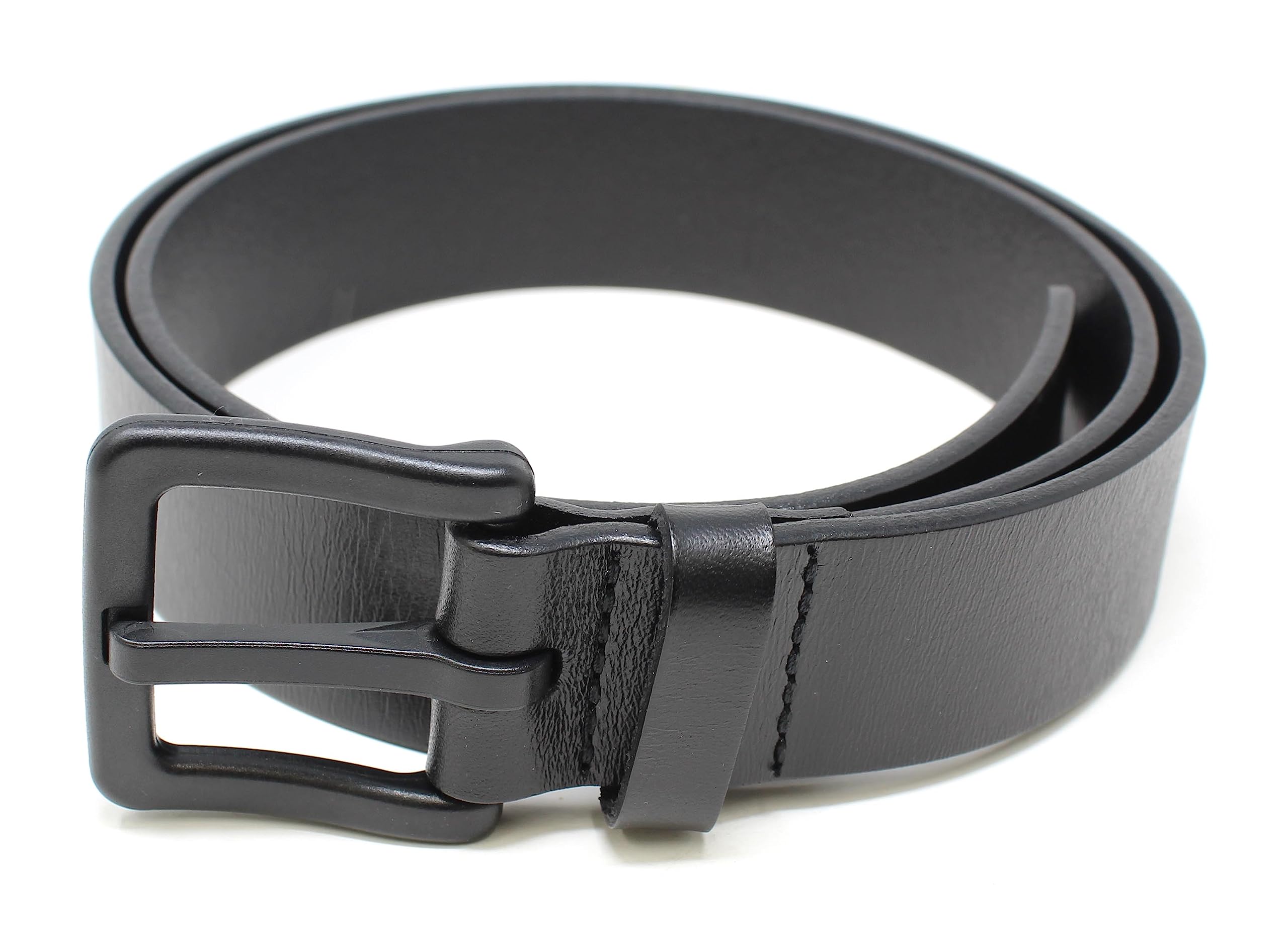 BC Belts Metal Free Full Grain Leather Belt - Hypoallergenic No Nickel and TSA Approved (Black-XL)