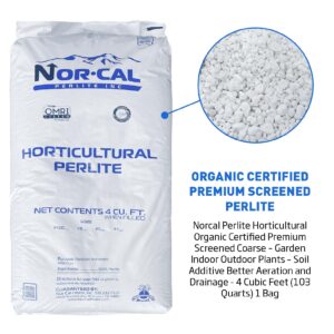 Norcal Perlite Horticultural Organic Certified Premium Screened Coarse – Garden Indoor Outdoor Plants – Soil Additive Better Aeration and Drainage - 4 Cubic Feet (103 Quarts) 1 Bag