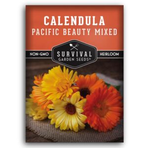 calendula pacific beauty (mixed) seed for planting - 1 packet with instructions to plant and grow colorful pot marigold in your home flower garden - non-gmo heirloom variety - survival garden seeds