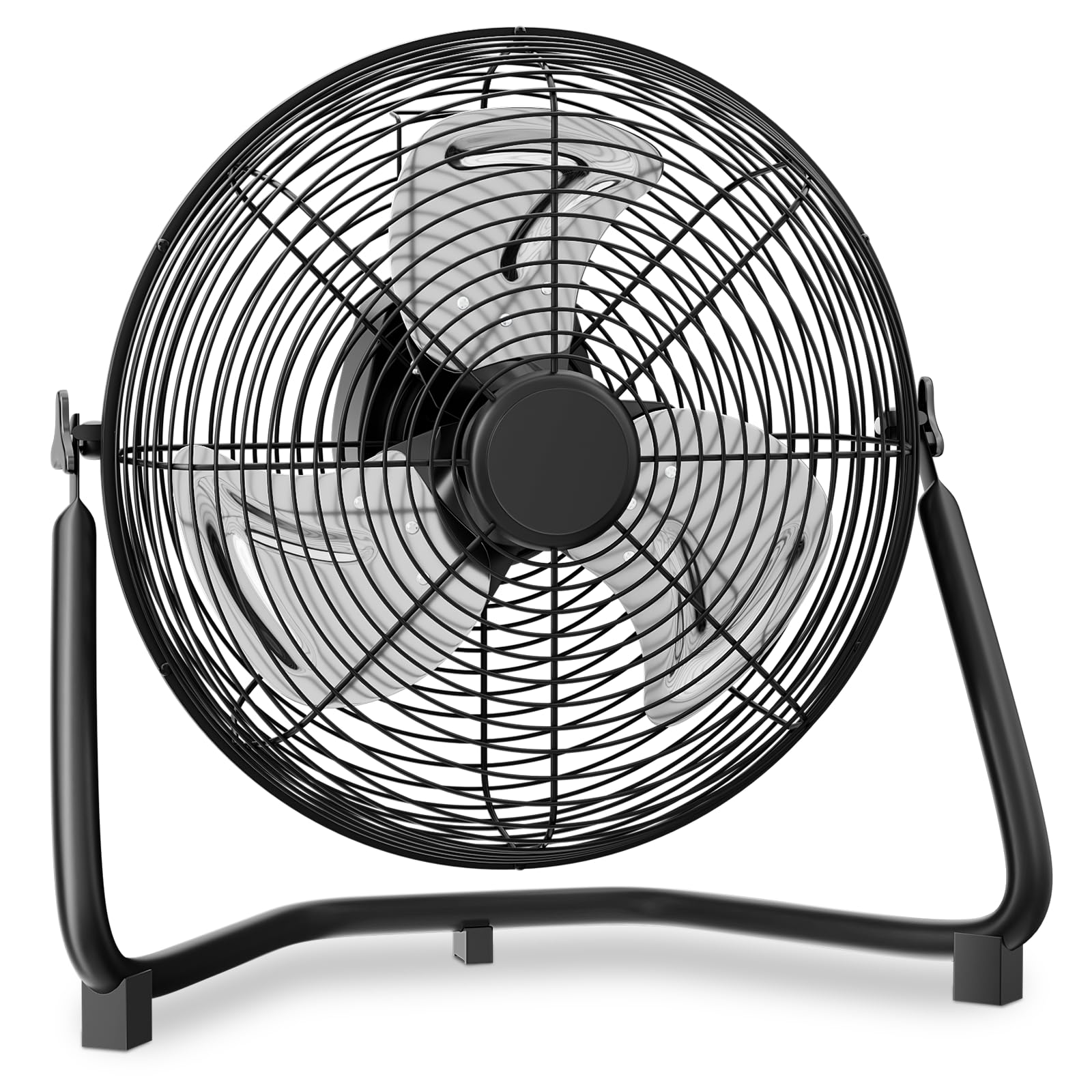 mollie 14 Inch High Velocity Fan Heavy Duty Metal Industrial Floor Fan 3 Speed Adjustable Tilt Portable Quiet Air Circulator for Warehouse, Workshop, Factory and Basement, 1018 CFM, Black