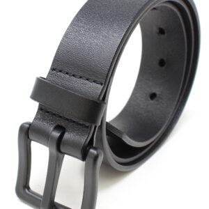 BC Belts Metal Free Full Grain Leather Belt - Hypoallergenic No Nickel and TSA Approved (Black-XL)