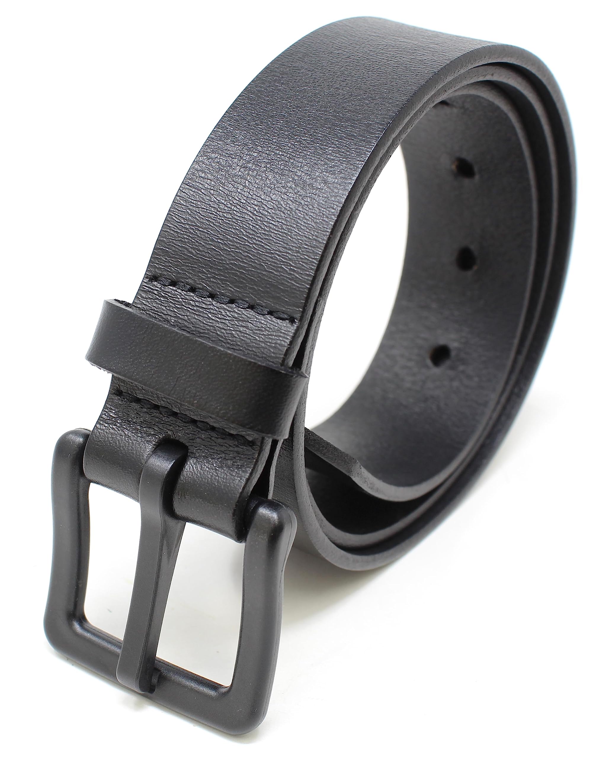 BC Belts Metal Free Full Grain Leather Belt - Hypoallergenic No Nickel and TSA Approved (Black-XL)