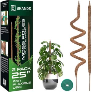 2 pack moss pole - 25'' bendable monstera plant support - plant trellis moss pole for plants monstera - moss poles for climbing plants - plant sticks support plant stakes for indoor plants potted