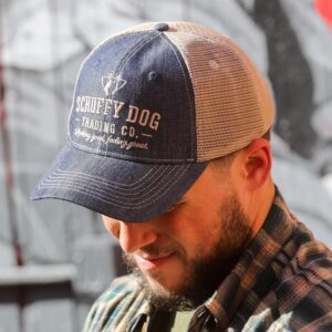 SCRUFFY DOG Premium Adjustable Trucker Hats for Men and Women - Vintage Denim Snapback Trucker Hat for Hikers and Bikers