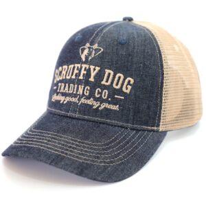 SCRUFFY DOG Premium Adjustable Trucker Hats for Men and Women - Vintage Denim Snapback Trucker Hat for Hikers and Bikers