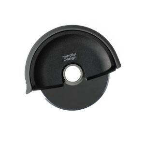 mindful design pizza cutter wheel with protective blade cover, easy to clean and dishwasher safe handheld pizza slicer