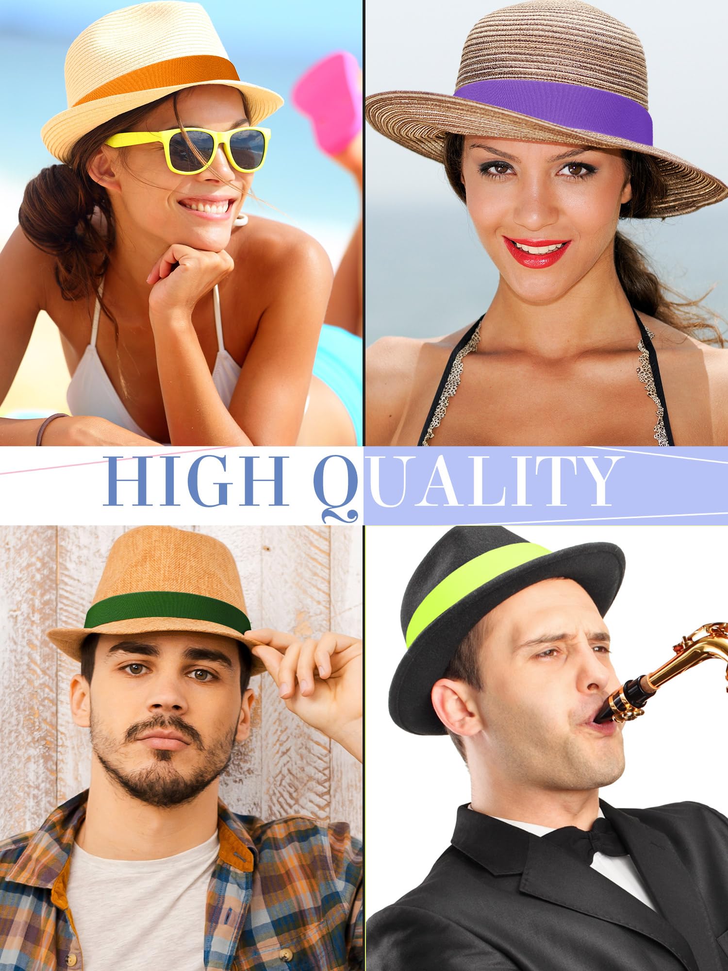 Liitrsh 15 Pcs Stretchable Ribbon Panama Cowboy Hat Accessories for Women and Men (Warm Colors)