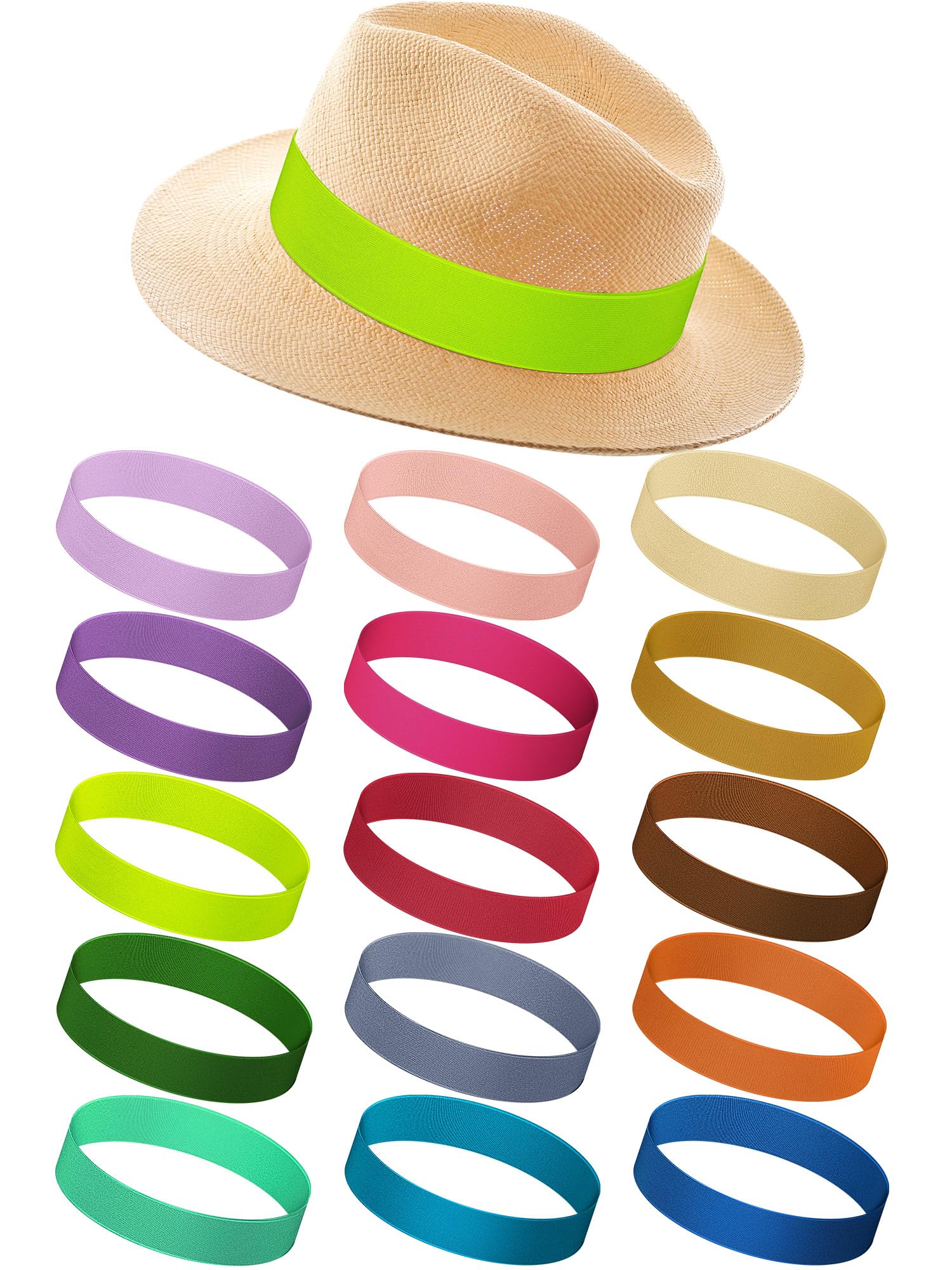 Liitrsh 15 Pcs Stretchable Ribbon Panama Cowboy Hat Accessories for Women and Men (Warm Colors)