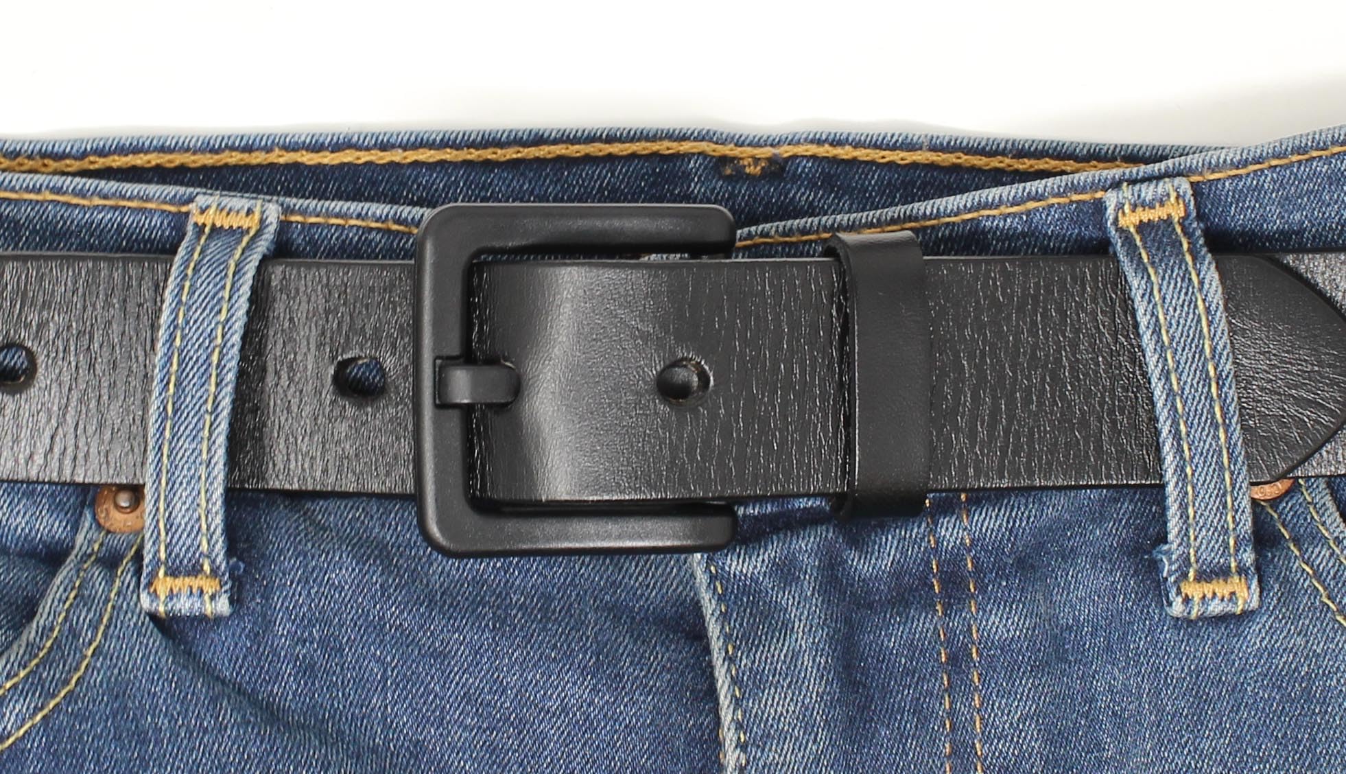 BC Belts Metal Free Full Grain Leather Belt - Hypoallergenic No Nickel and TSA Approved (Black-XL)