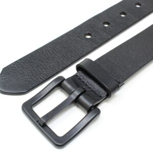 BC Belts Metal Free Full Grain Leather Belt - Hypoallergenic No Nickel and TSA Approved (Black-XL)