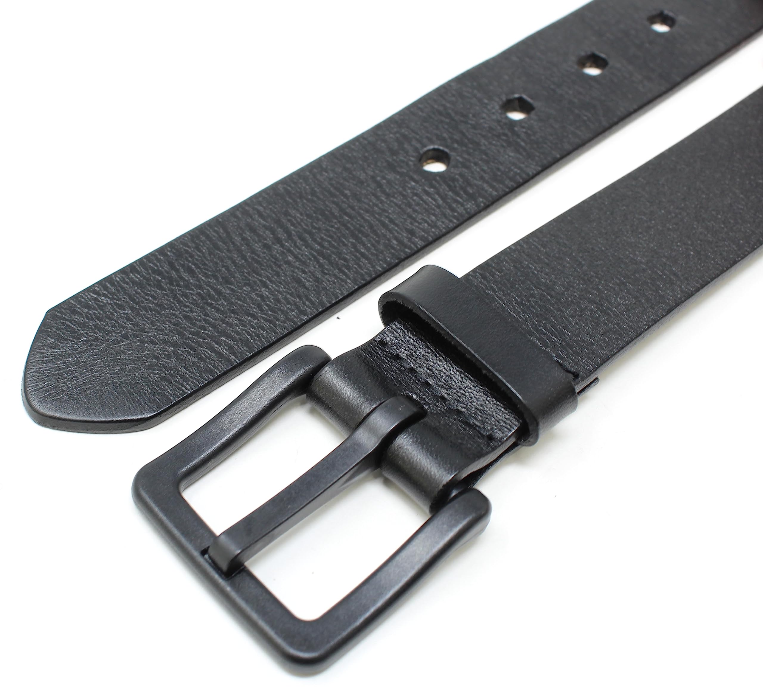 BC Belts Metal Free Full Grain Leather Belt - Hypoallergenic No Nickel and TSA Approved (Black-XL)