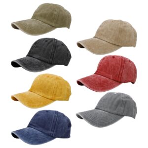 gaprumi 7pcs washed baseball cap distressed golf baseball hat adjustable size comfortable cotton for men and women adults hiking sports outdoor activities (multicolor)