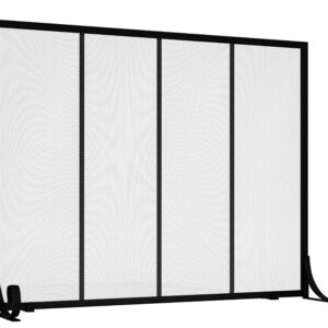 Fire Beauty Flat Panel Fireplace Screen Spark Guard Wrought Metal Gate Cover for Home, Decorative Mesh Fire Place Safety Fence,Baby Safe Spark Guard Protector