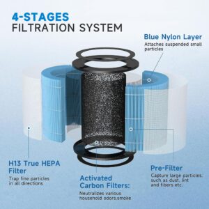 4 Pack AP0601 Replacement Filters Compatible with Airtok Air Puri-fier, 4-in-1 H13 True HEPA Filters, High-Efficiency Activated Carbon Filter, AP0601-RF¡­