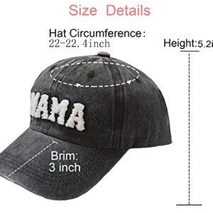 Chenille-Patch Mama-Baseball-Cap Cotton Baseball-Hat-for-Women-Girl Fall-Winter-Summer Outdoor Caps Black