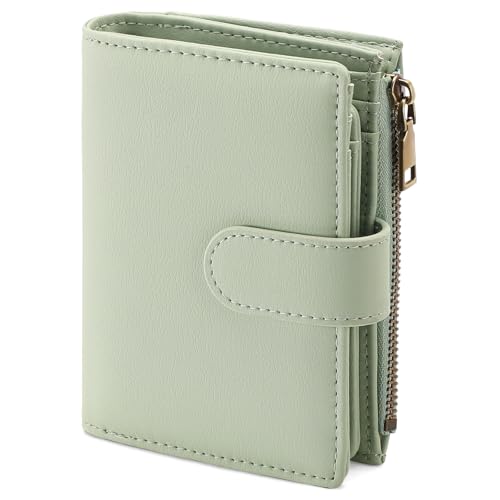 GAEKEAO Small Wallets for Women Leather RFID Blocking Bifold Zipper Pocket Wallet Card Case Purse with ID Window