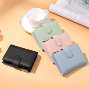 GAEKEAO Small Wallets for Women Leather RFID Blocking Bifold Zipper Pocket Wallet Card Case Purse with ID Window