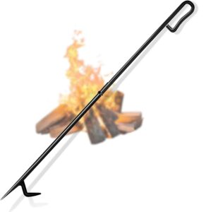 heavy duty fire poker, 34 inch long fire poker for fireplace fire pit, 0.4 inch thick solid steel campfire poker, removable fire pit poker for fireplace, camping, wood stove, outdoor and indoor use